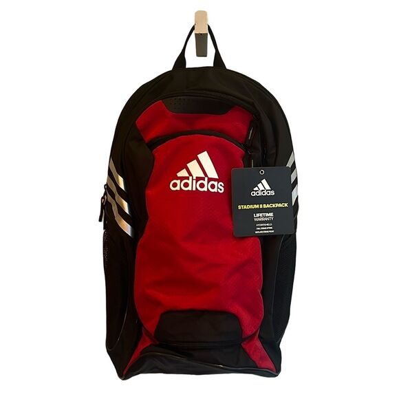 adidas | Bags | Adidas Stadium Ii Backpack Red Black Durable Pockets ...